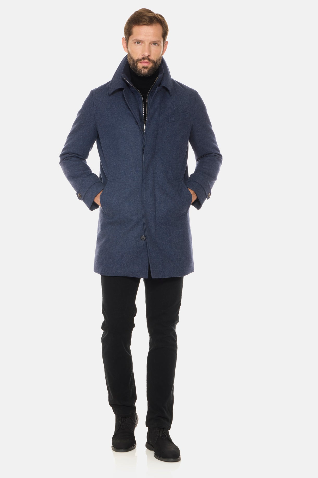 Stretch Wool Euro Coat, French Blue – Norwegian Wool