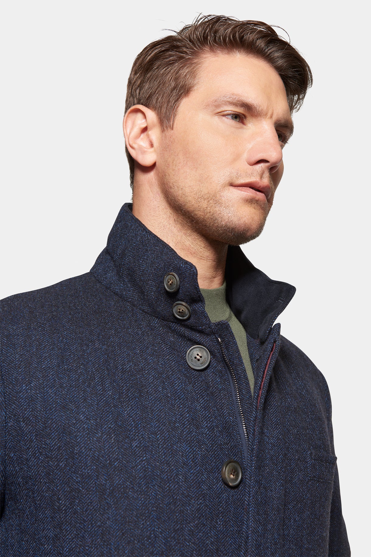 Cashmere Wool Car Coat, British Blue Herringbone – Norwegian Wool